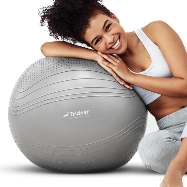 商品名: Trideer エクササイズボール (L(23~26インチ/58~65cm)、グレー) Trideer Exercise Ball Stability Ball - Non-Slip Bumps &amp; Lines Yoga ...
