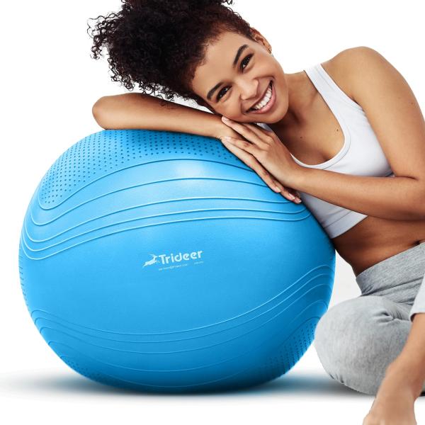商品名: Trideer エクササイズボール (L(23~26インチ/58~65cm)、ブルー) Trideer Exercise Ball Stability Ball - Non-Slip Bumps &amp; Lines Yoga ...