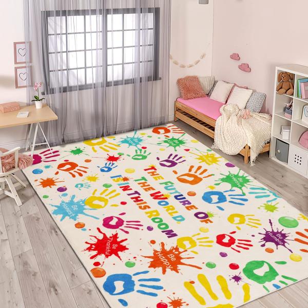 商品名:  LTKOUGFAM Colorful Kids Rug, Washable Rug for Kids, Handprints Area Rugs for Kids Bedroom, Non-Slip Play Mat Ultra...