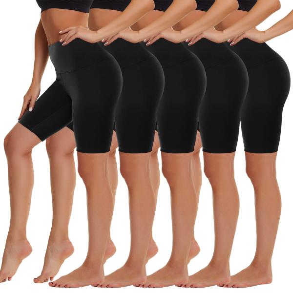 商品名:  5 Pack High Waist Biker Shorts for Women - 8" Soft Spandex Workout Yoga Running Athletic Shorts(Black*5,ONE)ブランド: ...