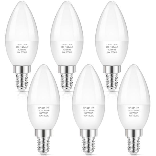 商品名:  MAXvolador E12 LED Candelabra Light Bulbs 40W Equivalent, Daylight White 5000K 4W Chandelier Light Bulbs, Type B B...