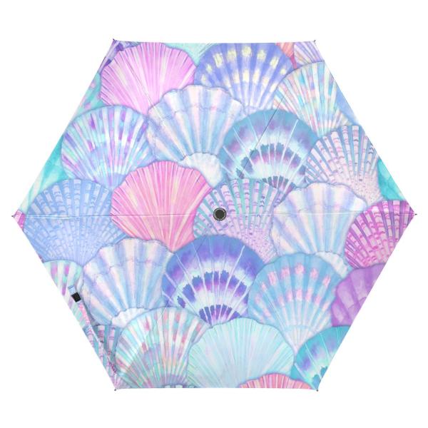 商品名:  ZENWAWA Travel Umbrella (Bright Seashells) Auto Open and Close, Automatic Umbrellas with Case Pouch for Rain Windp...