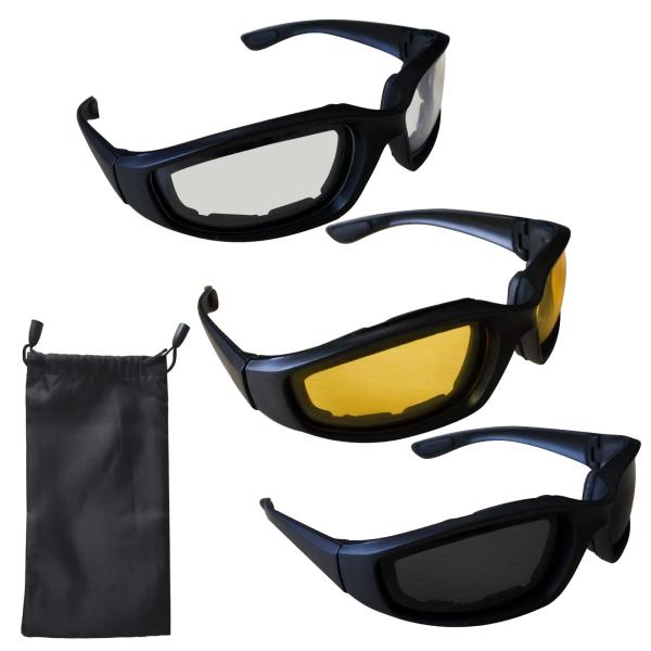 商品名:  3 Pairs Motorcycle Riding Glasses Foam Padded Eyewear Goggles UV Protection Anti-Wind Dustproof Motorcycle Sunglas...