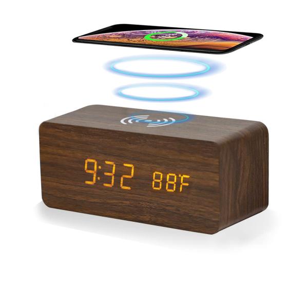 商品名:  Togous Wooden Digital Alarm Clock with Wireless Charging, 3 Alarms Settings, Weekday/Weekend Mode, Sound Control, ...