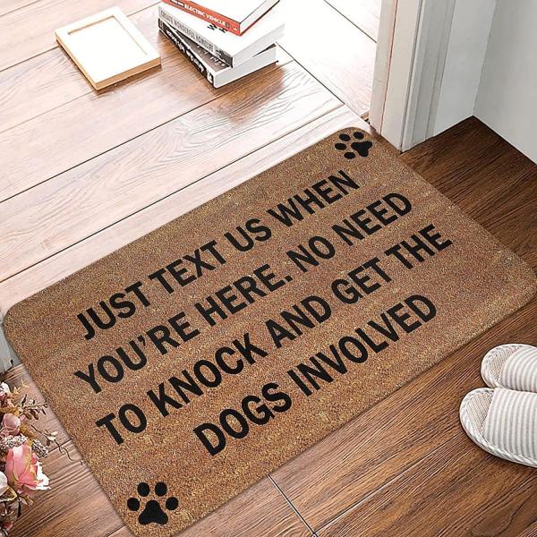 商品名Outdoor No Need to Knock and Get The Dogs Involved Welcome Mats for Front Door Funny Doormat Non-Slip Washable Mat Cu...