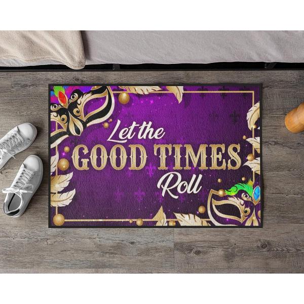 商品名Mardi Gras Doormat | Let The Good Times Roll Doormat Door Mat for Front Door Home Entrance Rugs Farmhouse Home Kitche...