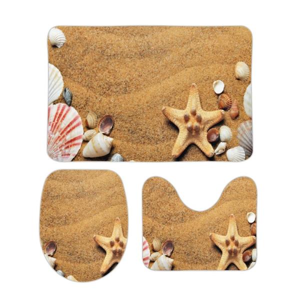 商品名: Habilboi ノンスリップバスルームマットセット 3セット ヒトデ貝殻 ビーチ バスルームマット 海の貝殻 夏 バスルームマット 9 16 x 24インチ バスルーム用バスマット3点セット Habilboi Non-Slip ...