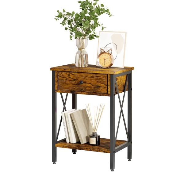 商品名:  Shintenchi Nightstand with Wooden Drawer, End Table, Bed Side, Small Table, Tall Night Stand for Living Room,Bedro...