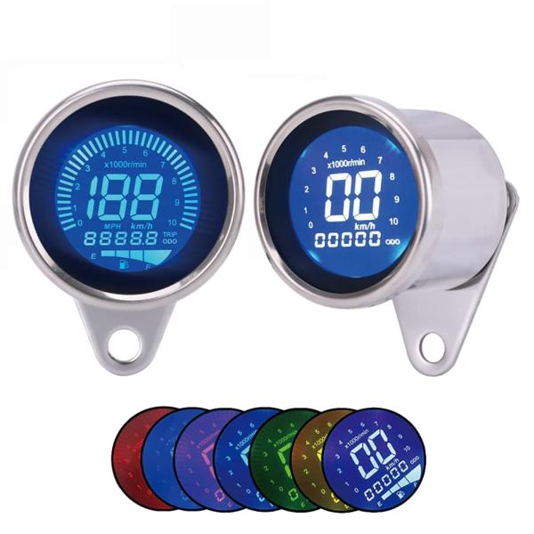 商品名ihreesy Motorcycle Digital Speedometer,3 in 1 Digital Gauge Universal Tachometer Odometer Gauge 0-199KM/H LCD Motorcy...