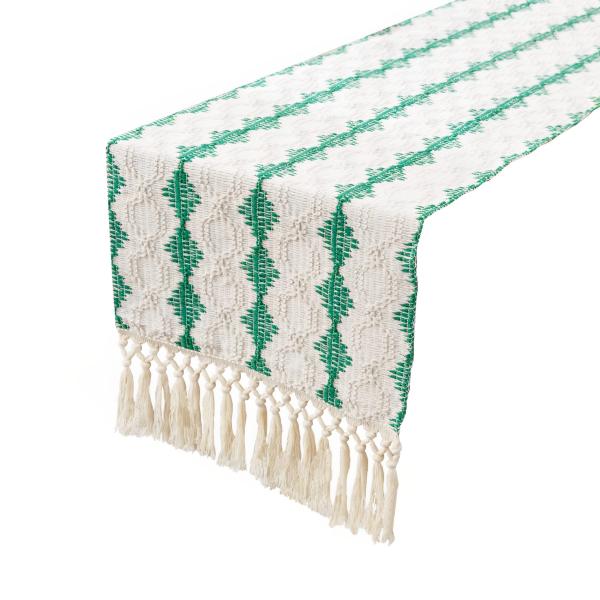 商品名: Holyfire ボーホー テーブルランナー ホームデコ ブラウン マクラメ テーブルランナー タッセル付き ダイニングベッドルーム/ファームハウス用 75インチ x 13.7インチ ベージュ 1個 Holyfire Christ...