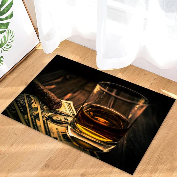 商品名:  Cigar and Whiskey on Wooden Table Floor Mat Welcome Mat Bath Rugs, Non-Slip &amp; Absorbent Front Door Mat, Washab...