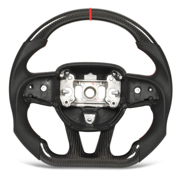 商品名: 車用ステアリングホイール カーボンファイバーレーシングステアリングホイール LEDシフトライトディスプレイ Dodge HELLCAT 2015年~2022年 ジープグランドチェロキー用 Car Steering Wheel, C...