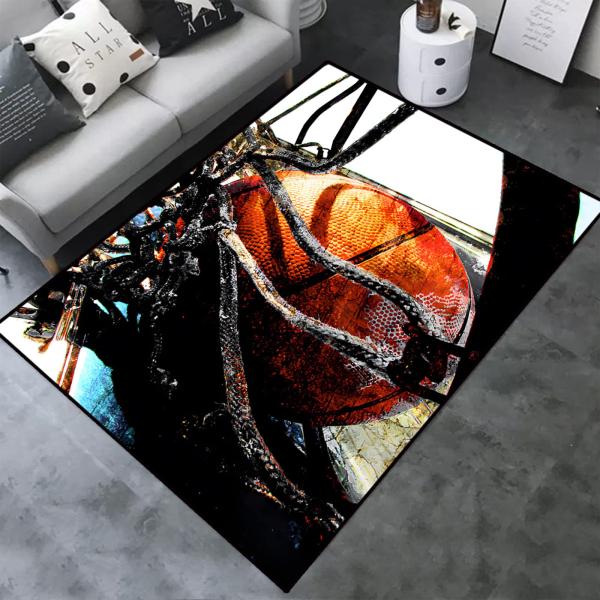 商品名:  Basketball Fire Large Area Rugs Cool 3D Basketball Dunk Graphic Carpet for Sofa Mat Door Mat Kitchen Bedroom Playr...