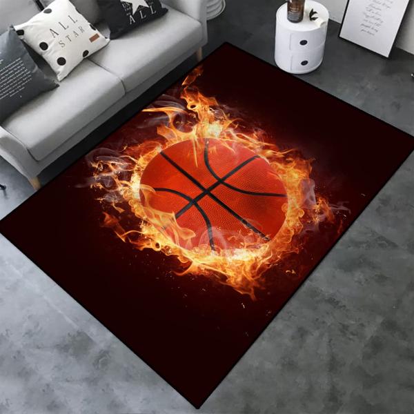 商品名:  Basketball Fire Large Area Rugs Cool 3D Basketball Dunk Graphic Carpet for Sofa Mat Door Mat Kitchen Bedroom Playr...