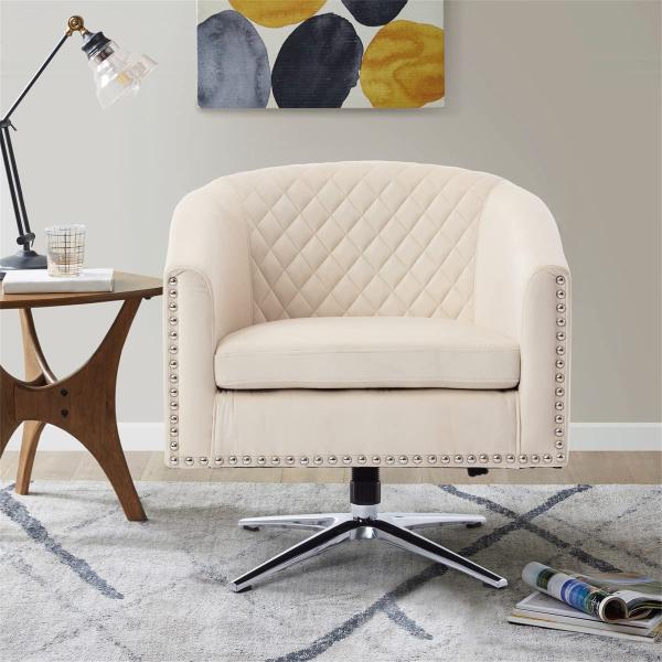 商品名:  Swivel Velvet Barrel Chair, Upholstered Accent Chair with Nailheads Trim, Modern Leisure Chair Single Sofa Chair w...