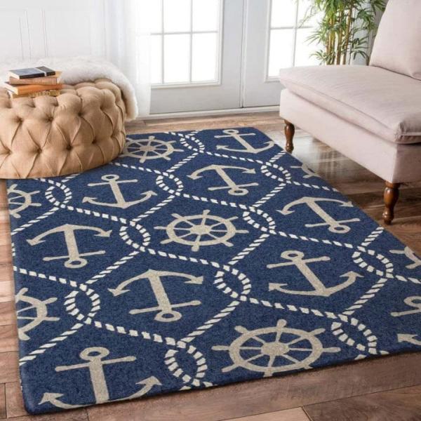 商品名:  Anchor Nautical Rug - Beach Themed Outdoor Rugs Dad Birthday Gift Seashell Bathroom Rug Anchor Rug Home Decor Area...