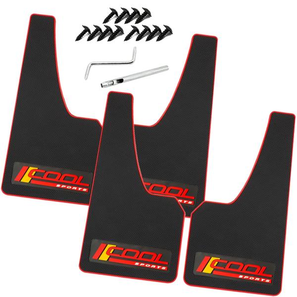 商品名: QUYDDC 標準サイズ ユニバーサルソフト接着剤 高耐久 スプラッシュガード 泥よけフェンダー - 汚れ/スラッシュ保護 フロント/リアタイヤ4本 SUVMPV対応 (フルサイズSUVには適合しません) ブラック + ロゴクール...