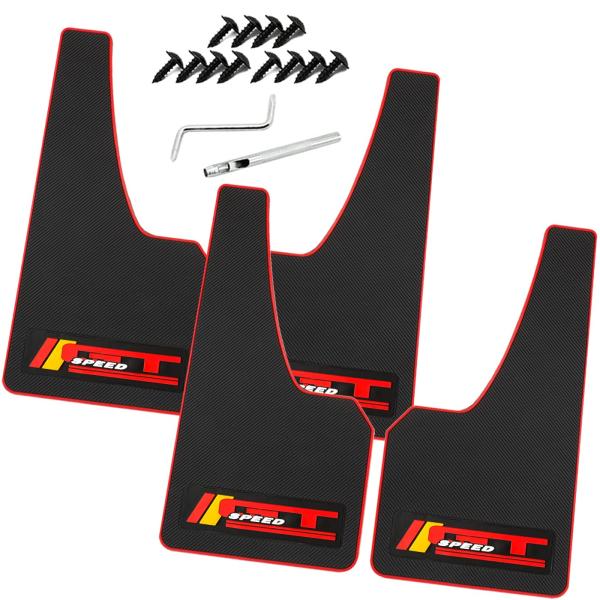 商品名: QUYDDC 標準サイズ ユニバーサルソフト接着剤 高耐久 スプラッシュガード 泥よけフェンダー - 汚れ/スラッシュ保護 フロント/リアタイヤ4本 SUVMPV対応 (フルサイズSUVには適合しません) ブラック + ロゴGT ...