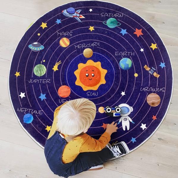 商品名:  Abeigoi Kids Playmat 4Ft Round Bedroom Rug Outer Space Nursery Rug Circle Floor Rug for Kids Babies Toddlers, Baby...