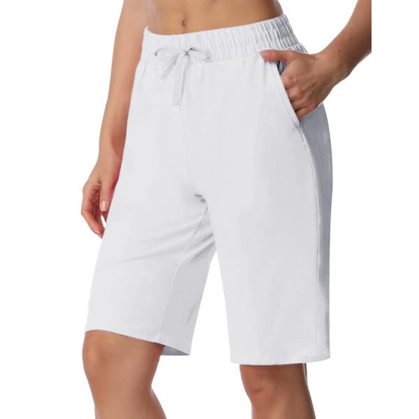 商品名:  ChinFun Women's Yoga Bermuda Shorts Athletic Lounge Cotton Sweat Shorts 10" Long Shorts Workout Running Shorts Whi...