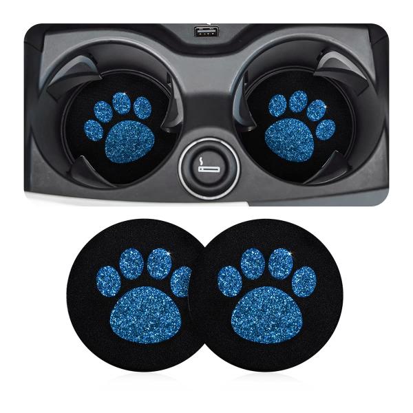 商品名:  AUCELI 2 Pack Car Cup Holder Coasters, 2.75In Bling Glitter Rhinestone Paw Print Cup Coaster, Rubber Non-Slip Inse...