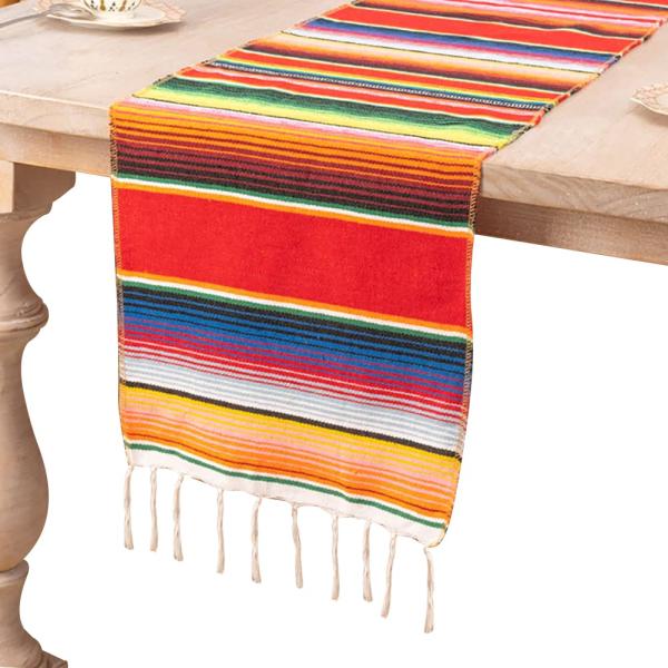 商品名:  oAutoSjy Mexican Table Runner with Tassels Ethnic Style Fringe Cotton Table Runner Decorative Table Cloth Dinner T...