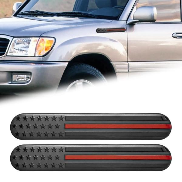 商品名: カーバッジエンブレムステッカー ユニバーサルカースタイリングデカール USA ブラックメタル 愛国者バッジ 自動車 SUV トラック オートバイ バンパー ウィンドウ フェンダーアクセサリー 3Dメタル粘着スポーツバッジ レッド ...