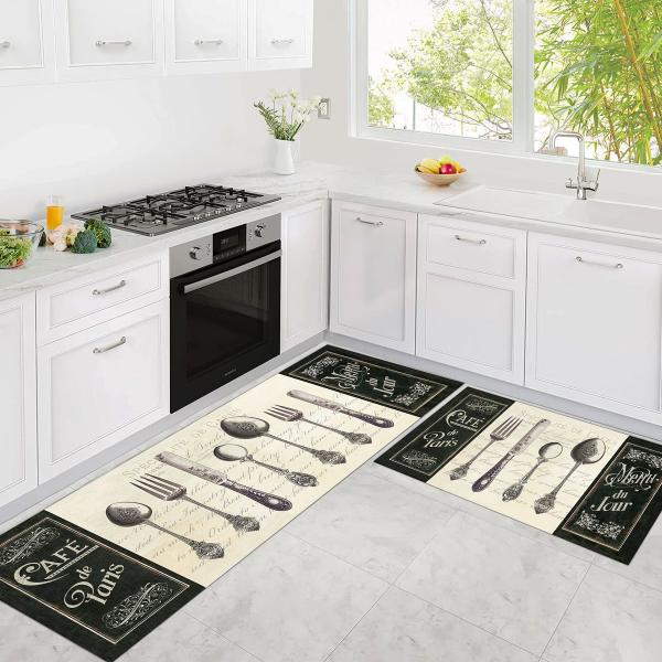 商品名:  Ksoemar Kitchen Utensils Rugs Black Kitchen Mats for Floor 2 Piece, Anti Fatigue Floor Mat for Kitchen, Kitchen Fl...