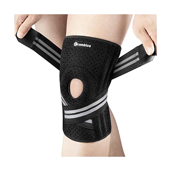 商品名: CAMBIVO 膝サポーター 擦れ防止 膝の痛み用 サイドスタビライザー付き 男女兼用 調節可能な圧縮膝サポート 膝蓋骨ゲルパッド付き 半月板損傷 ACL MCL 関節炎の緩和 (1パック) CAMBIVO Anti-chafin...