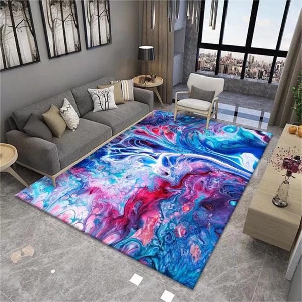 商品名:  Large Abstract Art Area Rug,3x4ft, Blue and Purple Marble Painting Rugs, Modern Simple Rubber Backing Living Room ...