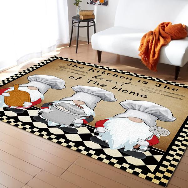商品名:  Cartoon Fat Chef The Kitchen is The Heart of The Home Area Rug, Rugs for Living Room Bedroom Decor Kids Room, Non-...