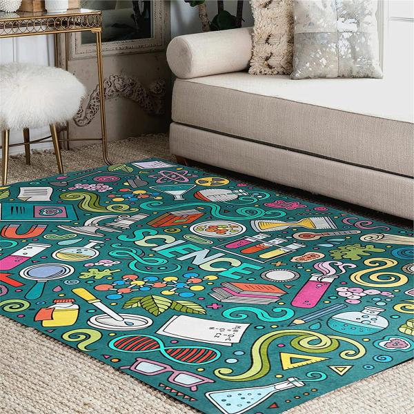 商品名:  Science Chemistry Area Rug Rugs,4x5ft, Educational Learning and Game Carpet Non-Slip Wear Resistant Green Rug for ...