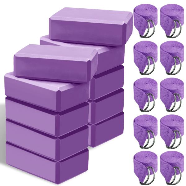 商品名: Outus ヨガブロックとヨガストラップセット 10個 ノンスリップヨガブロック 10個 メタルDリング10個付き ヨガストラップ ストレッチエクササイズ ワークアウト フィットネス ヨガアクセサリー EVAフォームヨガブロック ...