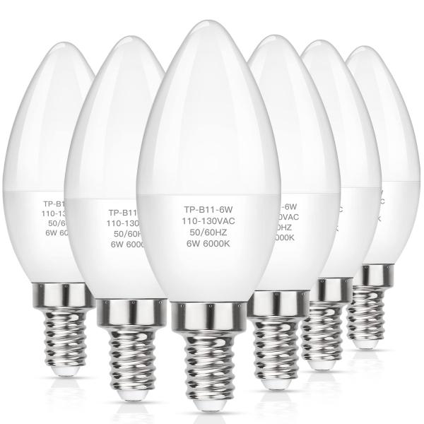 商品名:  MAXvolador E12 LED Candelabra Light Bulbs 60W Equivalent, 6W 6000K Cool White 600 Lumens Chandelier Bulbs, B11 Can...