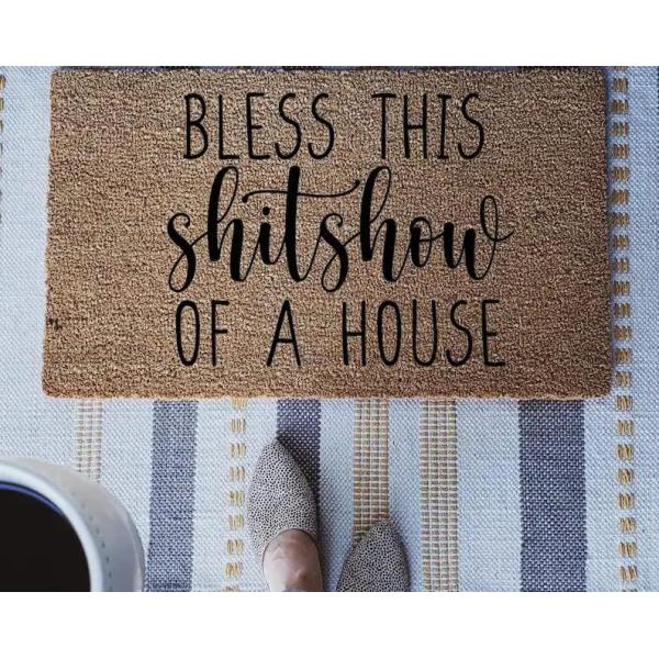 商品名Bless This Shitshow of A House Non Slip Entryway Rugs for Indoor Outdoor Entrance Floor Door Mat Dries Quickly Kitche...