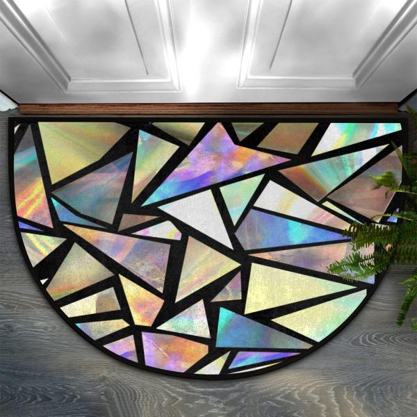 商品名:  Apular Iridescent Triangles Pattern Half Round Door Mat Indoor Entrance, Geometric Pattern Non Slip Absorbent Door...