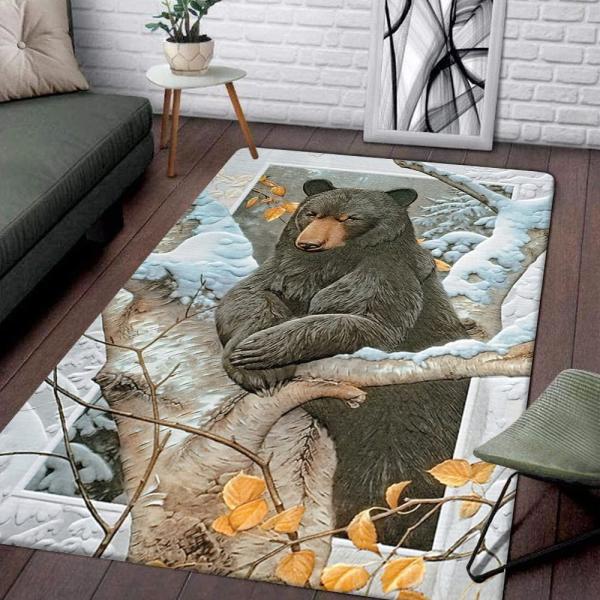 商品名:  ENCYCOM Black Bear Rug Carpet Non Slip Play Area Rug - Mini Bear Rugs for Cabin Bedroom Bathroom Outdoor - Woodlan...