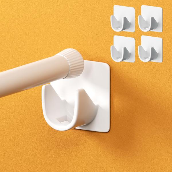 商品名:  YONAYI 4PCS Adhesive Shower Curtain Rod Holder, No Drilling Spring Tension Rod Retainer for Bathroom Kitchen Wardr...