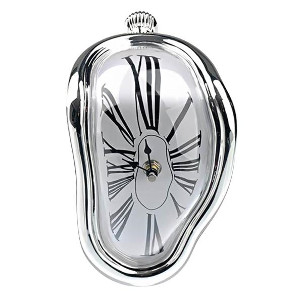 商品名: KAQISIMILA 溶ける時計 - 本物のデスクシェルフデスクメルト時計 表面デザイン ドリッピークロック 奇妙でファンキーな折衷的なユニークな溶けた時計装飾 リビングルーム、ベッドルーム、オフィスに最適 (シルバー) KAQI...