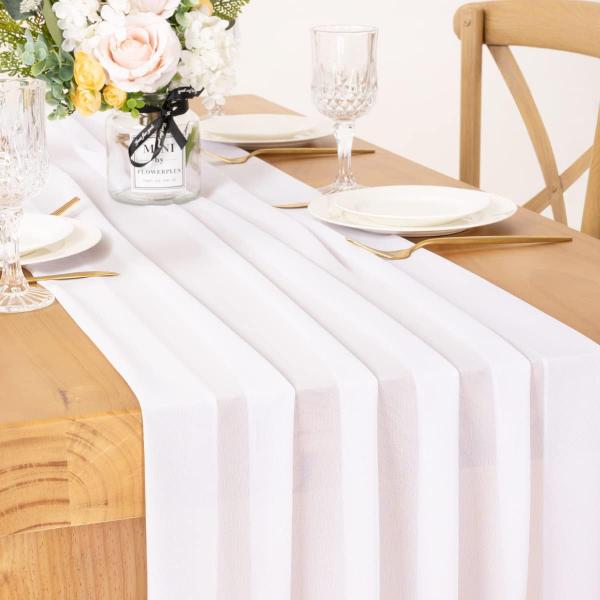 商品名:  9amVilla White Chiffon Table Runner 29x120 Inches Sheer Boho Romantic Wedding Table Runner for Thanksgiving Christ...