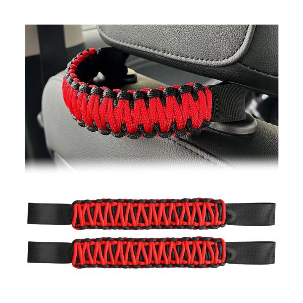 商品名: AUCELI ヘッドレストグラブハンドル 2個 車のフロントリアシートバックロールバーグリップハンドルキット ヘッドレストマウント付きナイロンパラコード 自動車インテリアアクセサリー SUVトラックピックアップ用ユニバーサル AU...