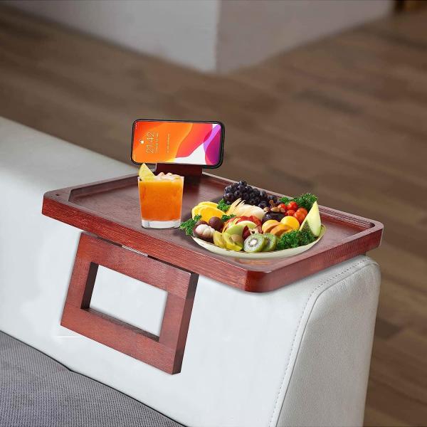 商品名Atfirm Sofa Arm Tray Table Clip on Sofa Arm Table, Couch Tray for armrest with rotatable Phone Holder, Portable Couch...