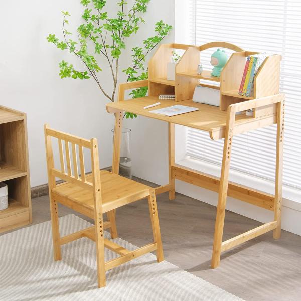 商品名:  UNICOO - Bamboo Height Adjustable Kids Desk and Chair Set, Children Desk, Kids Study Table and Chair Set (Nature 0...