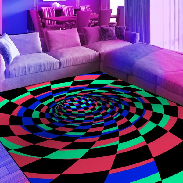商品名:  EISKBC Neon 3D Vortex Illusion Rug, Blacklight UV Reactive Game Area Rug, Large Non-Slip Visual Optical Floor Mat ...