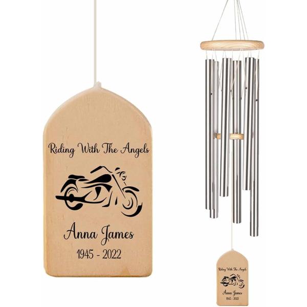 商品名Fallen Biker Memorial Personalized Wind Chime, Riding with The Angels Motorcycle Remembrance Loss of Father Husband S...