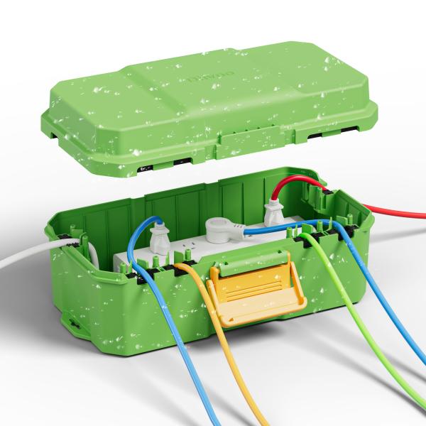 商品名: 防水電気接続ボックス Waterproof Electrical Box, Diivoo Outdoor Extension Cord Covers Waterproof, Large Size 6 Cable Seal Entr...