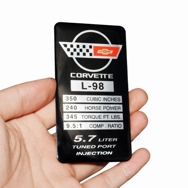 商品名: 1個 C4コルベット 1987 L98 エンジンIDスペック メタルデータプレートエンブレム 3Dバッジ ネームプレート コルベット交換用 1Pc C4 Corvette 1987 L98 Engine ID Spec Metal...