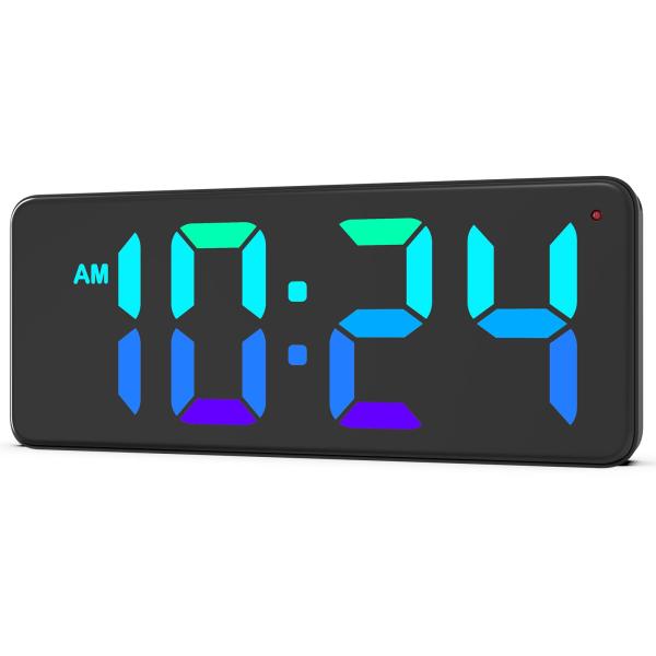 商品名:  Wall Clock - LED Digital Wall Clock with Dynamic RGB Display, Big Digits, Auto-Dimming, 12/24Hr Format, Small Sile...
