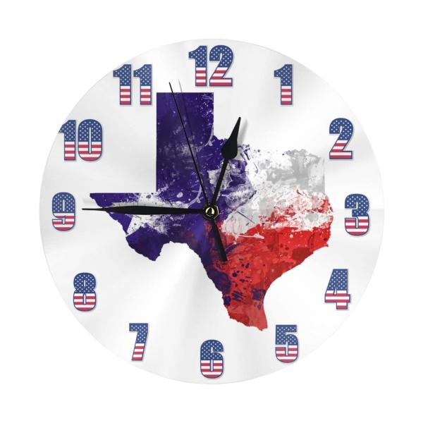 商品名:  YZCZ Modern Round Wall Clock Texas The States Map Silent Non Ticking Home Art for Living Room Kitchen Bedroom Farm...
