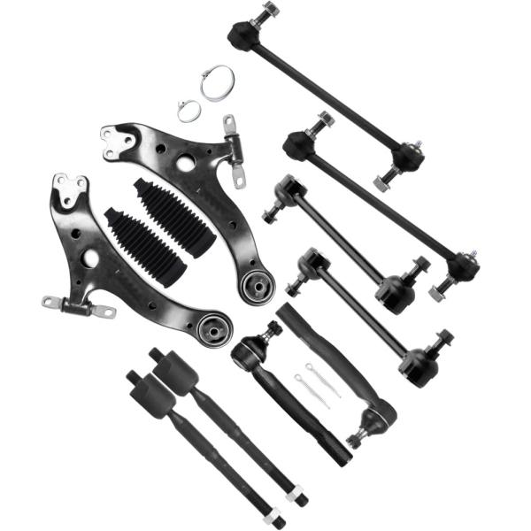 商品名:  SCITOO 12pcs Suspension Kit Front Lower Control Arm Sway Bar Links Inner Outer Tie Rod Ends w/Steering Boots Fit F...